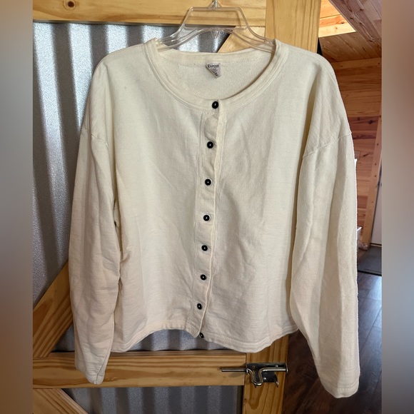 Rapizzi | Tops | Pretty Pale Yellow Button Up Sweatshirt Woven On The ...